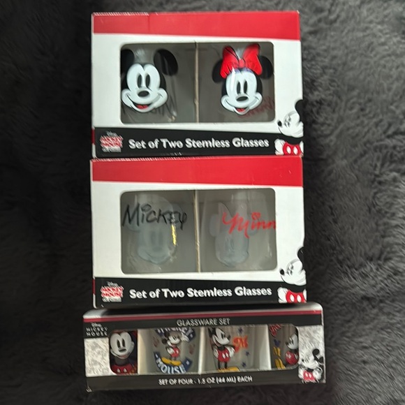 Disney | Kitchen | Disney Mickey And Minnie Stemless Glass Set Of 4 ...